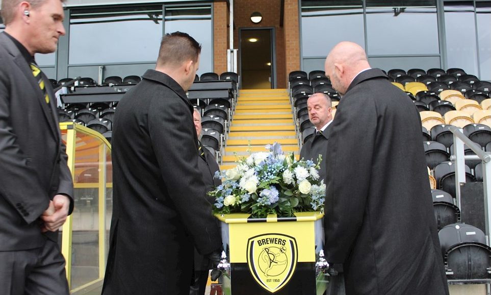 Funeral director holds funeral at Burton football stadium | Funeral ...